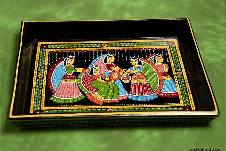 Craftribute Tikuli Art Hand Painted Serving Tray | Reflection | 27 cm x ...