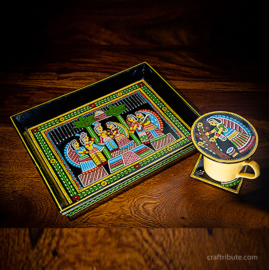 Craftribute Tikuli Art Hand Painted Serving Tray | Wedding Mandap | 27 ...