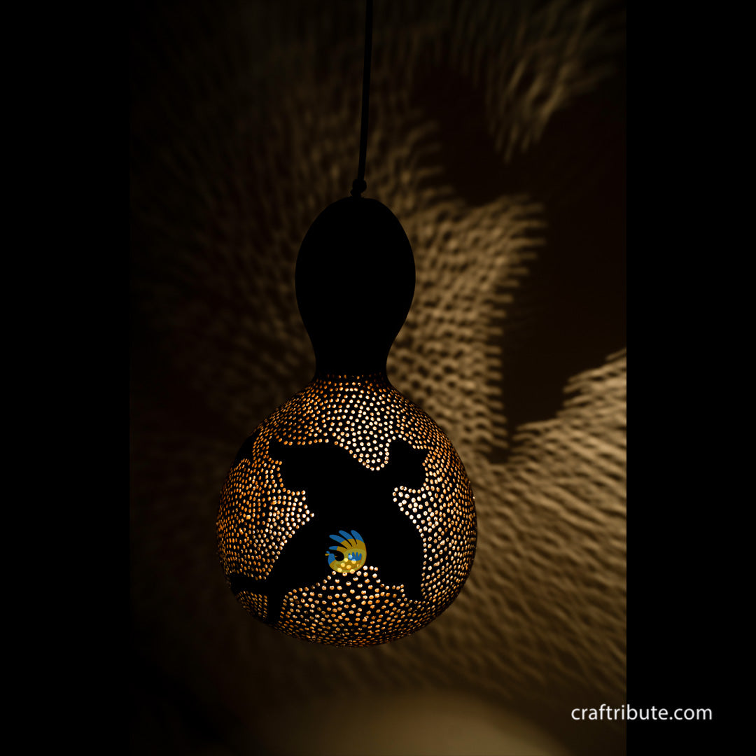 Craftribute Tumba (Bottle Gourd Shell) Lamp | Organic Decor | Bird ...